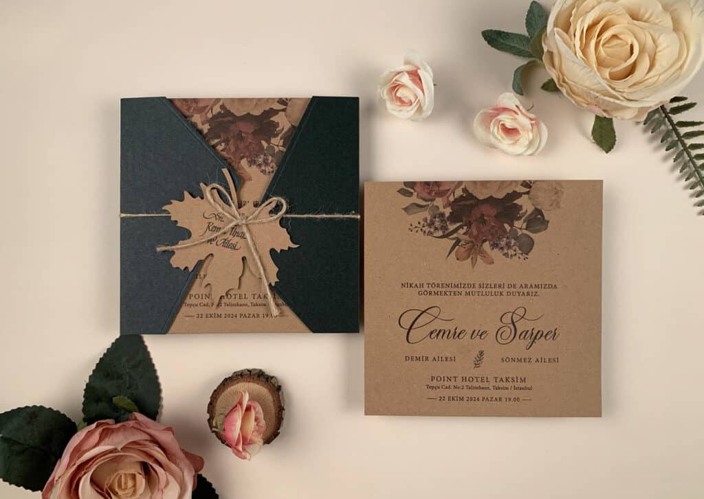 Invitatie de Nunta cu Flori - Cod 74745 - Indigo