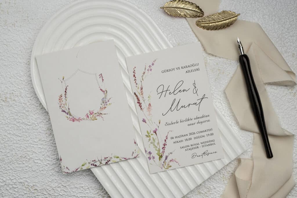 Invitatie de Nunta cu motiv Floral – Cod 9268 P - Indigo