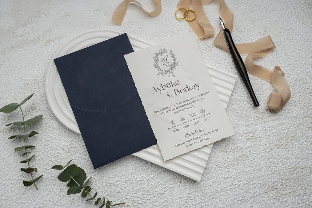 Invitatie de Nunta cu motiv Elegant – Cod 9336 P - Indigo