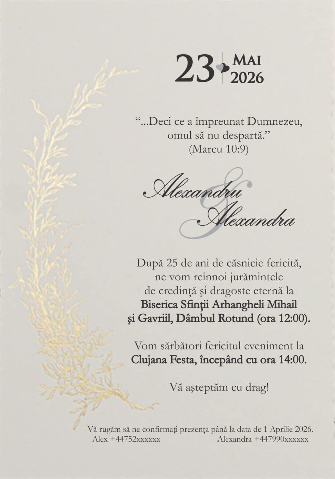 Invitatie de Nunta cu motiv Elegant - Cod 9229 P - Indigo