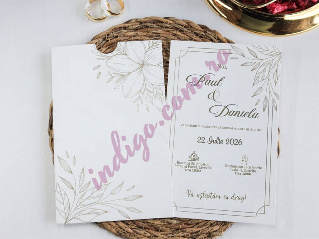 Invitatie de Nunta Florala - cod 2503 P - Indigo